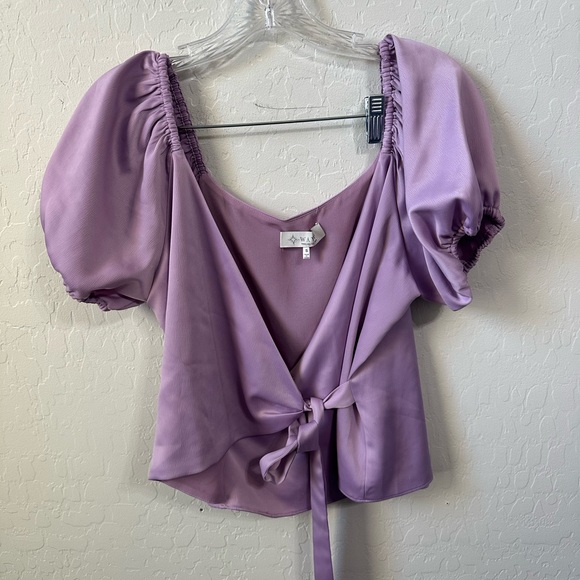 Wayf | Tops | Wayf Lilac Puff Sleeve Tiefront Blouse | Poshmark